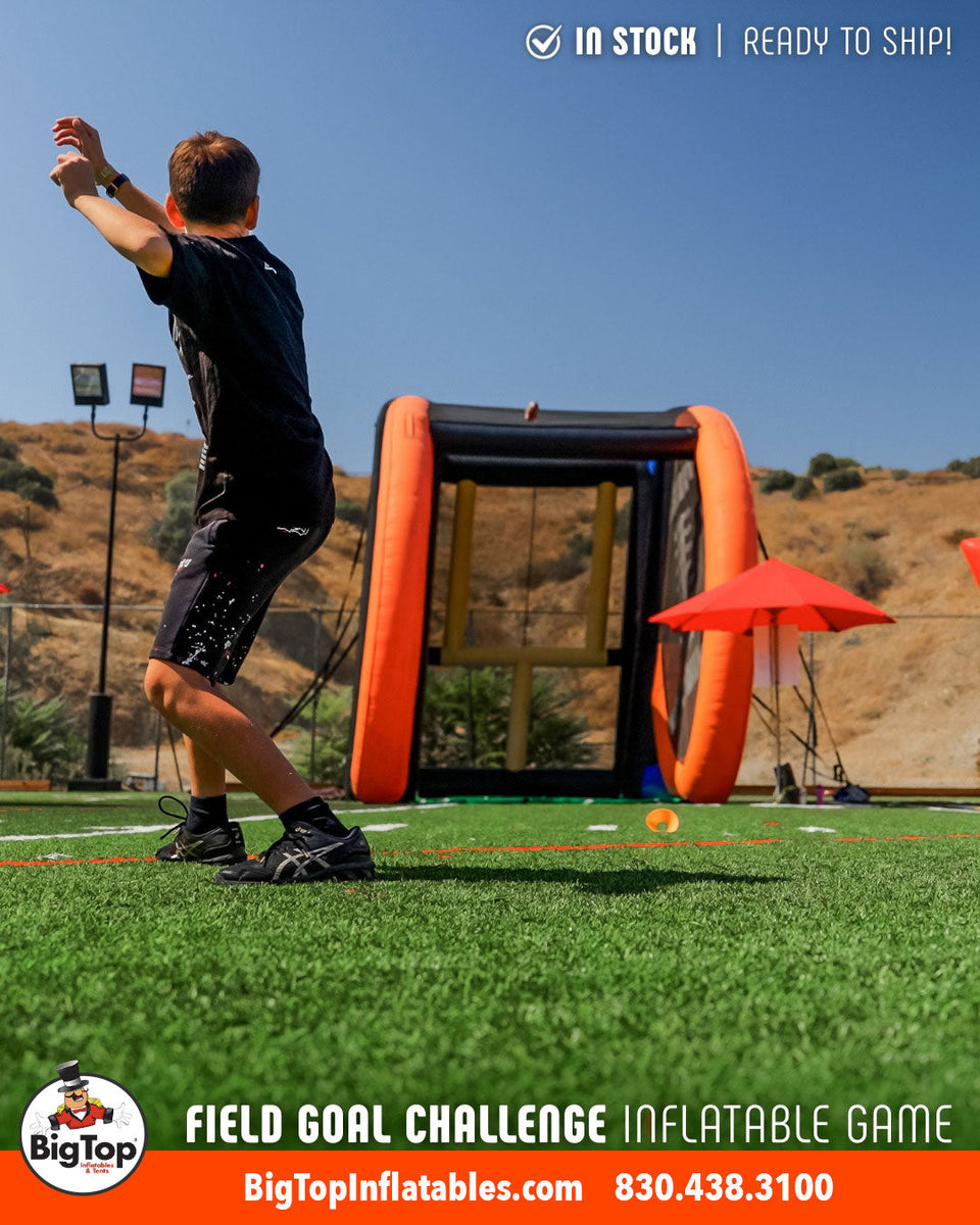 Score Big with Big Top Inflatables’ New Football Field Goal Game! 🏈🎯