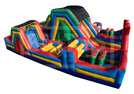 40' Extreme Rush 3-Piece Fun Inflatable Obstacle Course with Slide ...