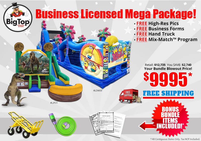 Business Licensed Mega Combo Bounce House and Obstacle Course Package ...