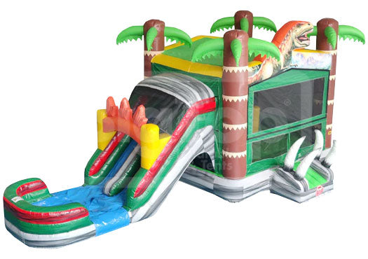 Dino Themed Inflatable Combo XL (Dual Lanes) with Splash Pool – Big Top ...