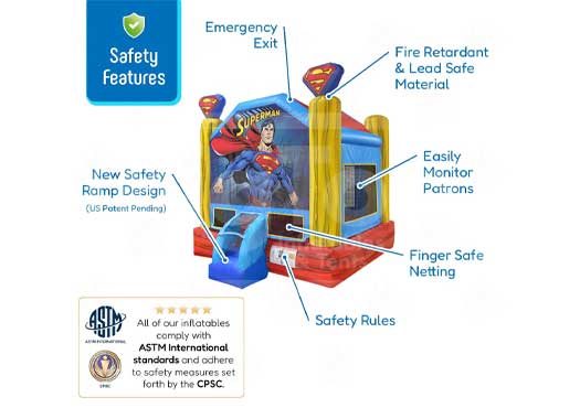 Superman Action Themed Inflatable Fun Bounce House – Big Top Inflatables