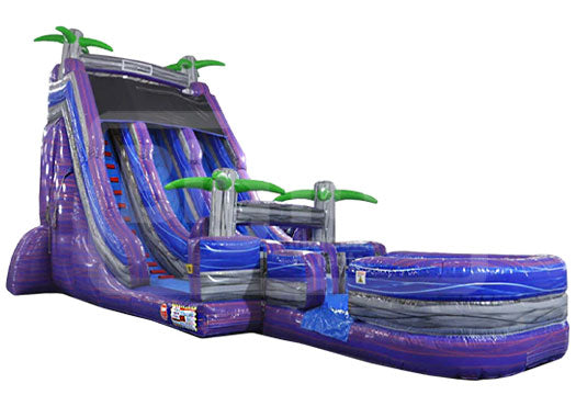 22' Palm Tree Purple 2-Lane Inflatable Water Slide with Pool – Big Top ...
