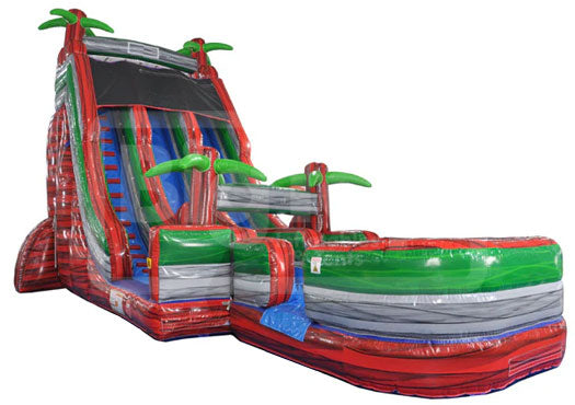 22' Fire Palm Tree 2-Lane XTreme XL Inflatable Water Slide with Pool ...