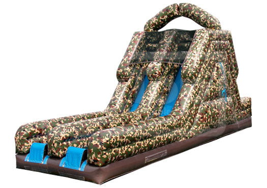 18' Military Monster Inflatable 2-Lane Dry Slide with Landing – Big Top ...