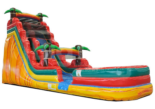 21' Volcano Themed Water Slide SL (Single Lane) with Inflatable Pool ...