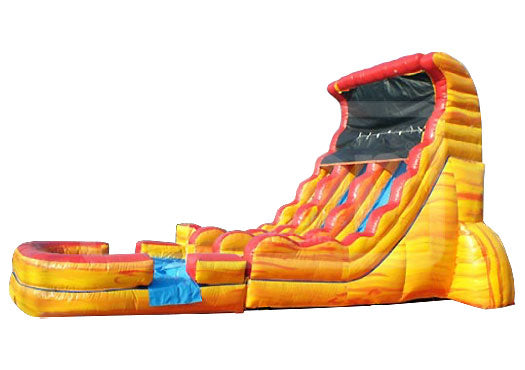 19' Volcano 3-Piece Inflatable Water Slide DL (Dual Lanes) with Pools ...